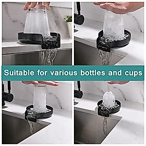 Sink Glass Rinser, Kitchen Cup Rinser for Sink, Bar Glass Washer, Bottle Cleaner Sink Attachment, Black(ABS)
