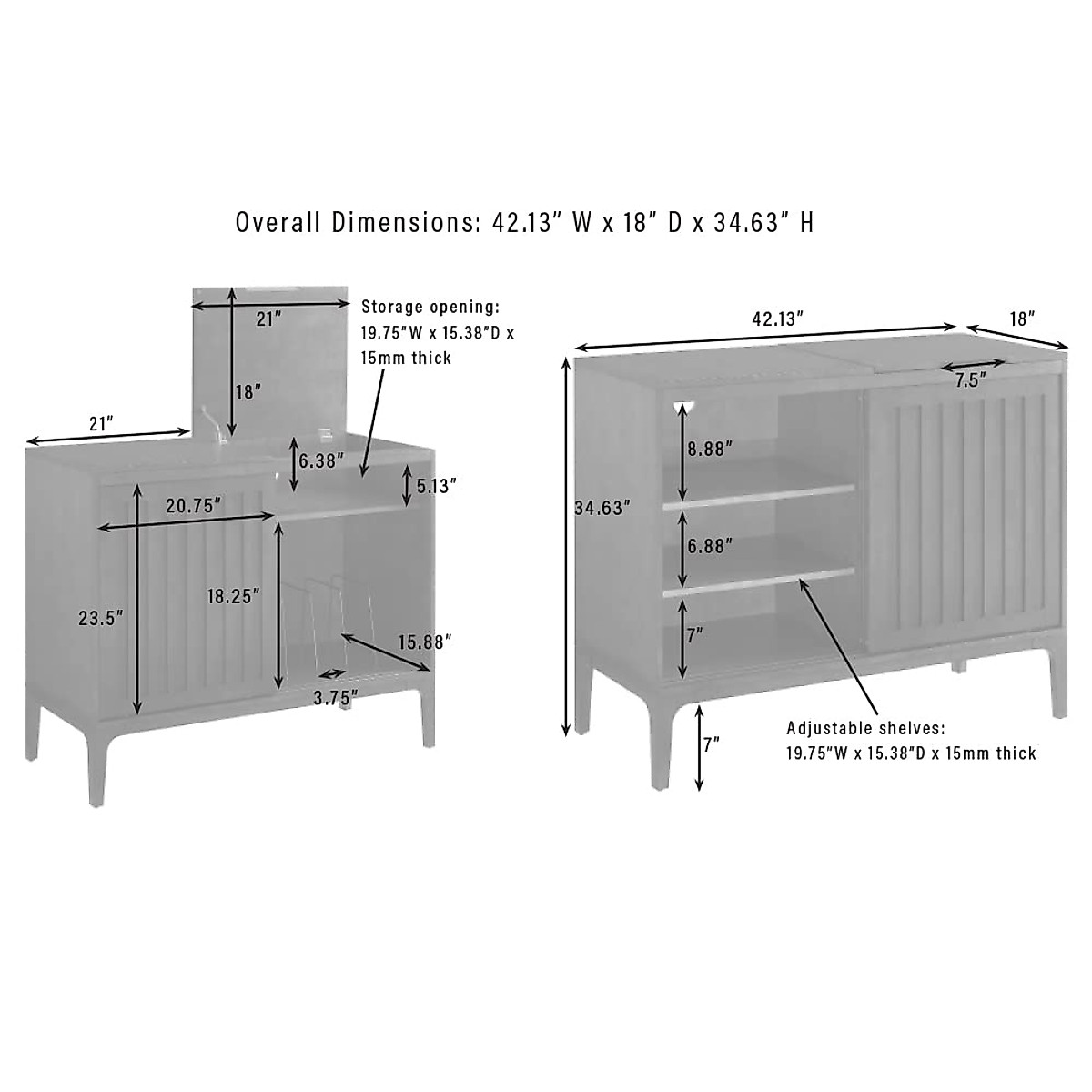 Crosley Furniture Asher Media Console and Record Player Stand with Storage for Vinyl Records, Dark Brown