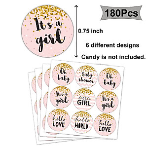 180 Baby Shower Chocolate Drops Labels - Kisses Candy Stickers,Baby Shower Favors, Baby Shower Party Supplies Baby Shower Favors for Girl,0.75 Inches.