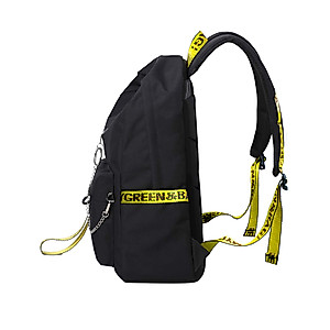 El-fmly Fashion Water Resistant Backpack for Travel Lightweight School Bookbags with Cute Letters Strap for Teenage Girls & Children (Black+Pink)