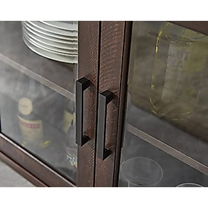 Home Source 36.6" Modern Home Bar Ensemble: Coffee Bar Shelves, Sideboard Cabinet, and Bar Console Cabinet with Glass Hanging Space Rack (Mahogany)