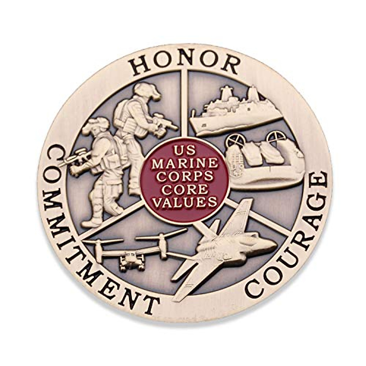 Marine Corps Core Values Challenge Coin - USMC Challenge Coin - Amazing US Marines Military Coin - Designed by Marines for Marines & Veterans!