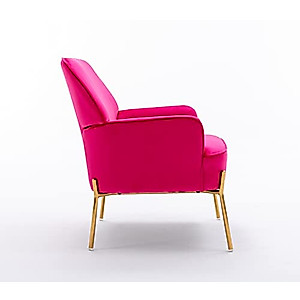 ZOBIDO Comfy Velvet Accent Chair with Glam Metal Legs for Dining Room Bedroom Living Room Beauty(Rose red)