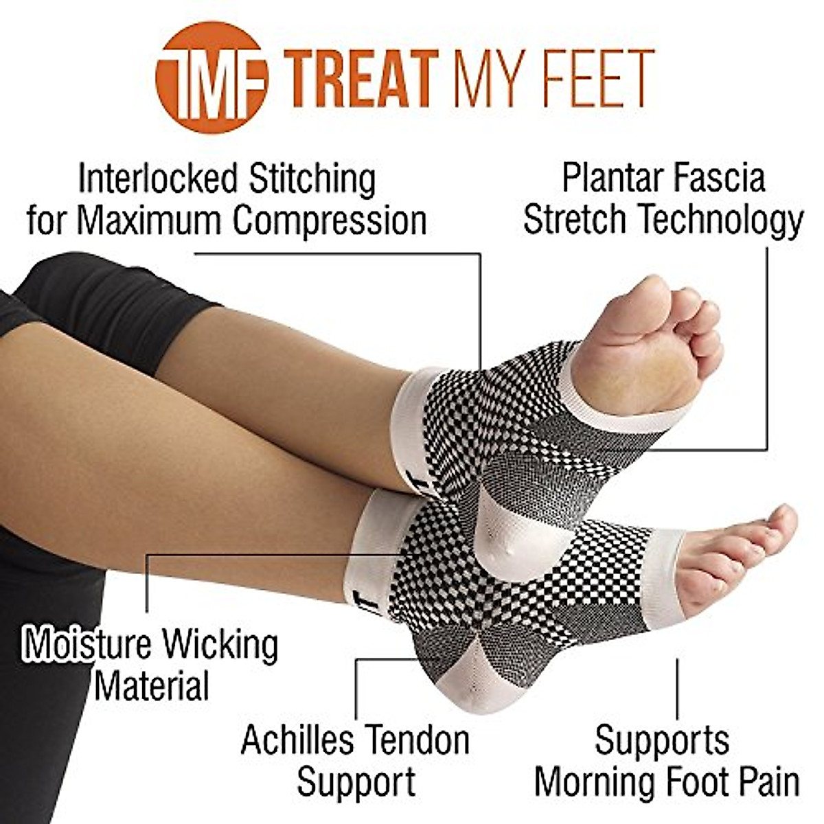 Treat My Feet Three Pairs of Plantar Fasciitis Socks Ankle Compression Sock Improves Blood Circulation, Achilles Heel Support - Alternative to Plantar Fasciitis Night Splints, 3-Pack, Medium