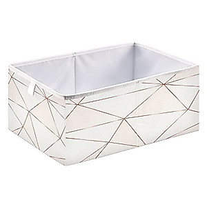 ALAZA Collapsible Storage Cubes Organizer,Stylish Rose Gold Triangles Storage Containers Closet Shelf Organizer with Handles for Home Office