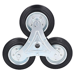 Stair Climbing Wheel, 6 Inch 300LBS Load Capacity, Heavy Duty Triangular Wheel for Stairs, Non Slip Solid Rubber Replacement Wheel, Galvanized Iron Hub, for Shopping Carts