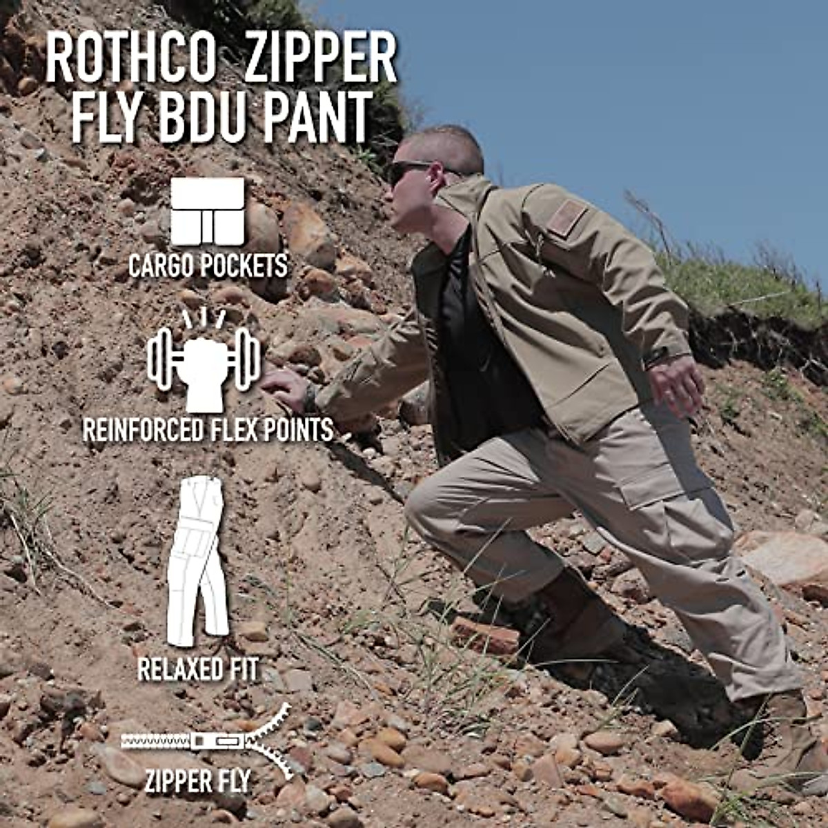 Rothco Relaxed Fit Zipper Fly BDU Pants, Woodland Camo, L
