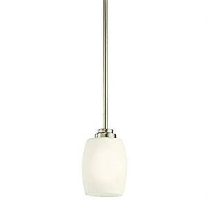 Kichler Eileen 8" 1 Light Mini Pendant with Satin Etched Cased Opal Glass in Brushed Nickel