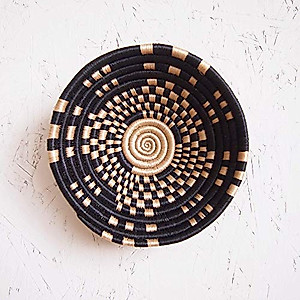 Small African Basket- Mukingi/Rwanda Basket/Woven Bowl/Sisal & Sweetgrass Basket/Black, Tan