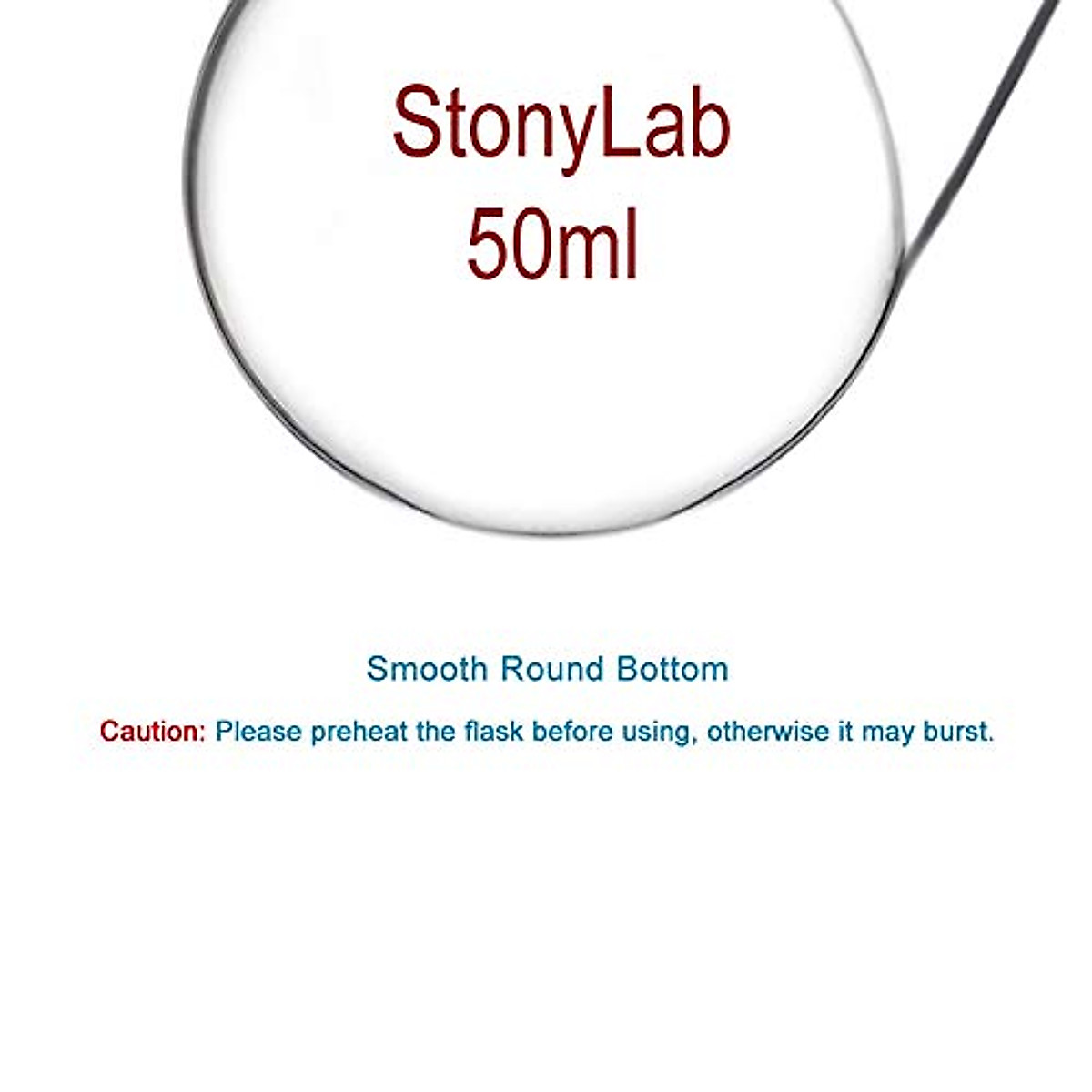 StonyLab Glass 50ml Heavy Wall 2 Neck Round Bottom Flask RBF, with 19/22 Center and Side Standard Taper Outer Joint - 50mL