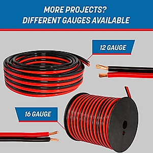 GS Power 16 Gauge Wire (16 AWG) - 100 Foot, Pure Copper, Stranded Electrical Wiring for Speaker, Automotive, Trailer, Stereo and Home Theater Applications - Red/Black