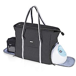 Yarwo Breast Pump Bag with Laptop Sleeve, Portable Travel Tote Bag for Most Major Breast Pump and Cooler Bag, Great for Working Nursing Moms, Black