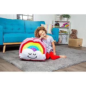 Good Banana Rainbow Toy Storage Bag - Convertible Fill n' Chill Bag That transforms into a Comfy seat When Full of Plush Toys for Kids Rooms, Multi