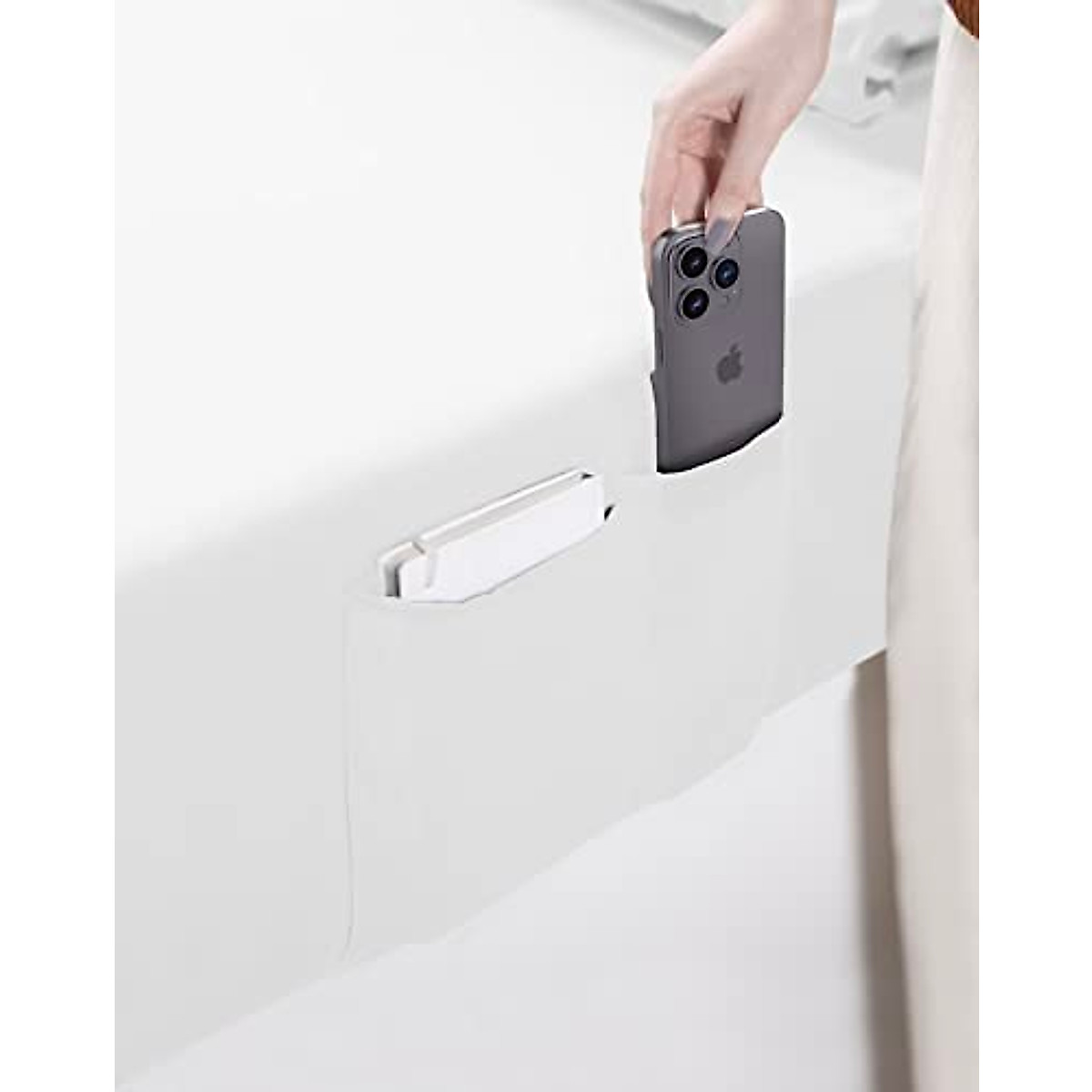 Utopia Bedding Queen Sheet Set – Soft Microfiber 4 Piece Luxury Bed Sheets with Deep Pockets - Embroidered Pillow Cases - Side Storage Pocket Fitted Sheet - Flat Sheet (White)