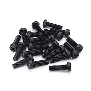 MroMax 50Pcs Plastic Phillips Cross Pan Head Machine Screws, M6 x 20mm Black Nylon Phillips Cross Pan Head Machine Screws Bolts for Electronic Equipment