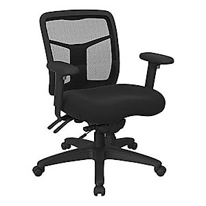 Office Star ProGrid Breathable Mesh Manager's Office Chair with Adjustable Seat Height, Multi-Function Tilt Control and Seat Slider, Mid Back, Icon Black Fabric