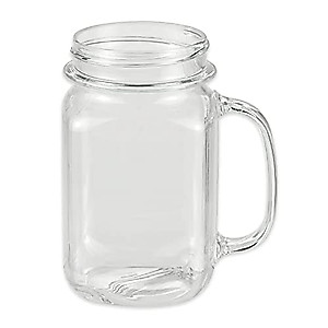 G.E.T. Shatterproof Plastic Mason Jars Style Drinking Glasses with Handles, 16 Ounce, 5" Tall, Clear (Set of 4)