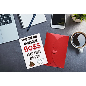 SICOHOME Funny Boss Day Card for Boss Women Men from Employee,Employer Appreciation Card,Boss's Day Gift Ideas for Women,Boss Day Gifts for Boss Male Female,Christmas Birthday Card for Boss Manager