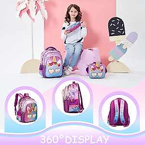 Unicorn Backpack for Girls 16" Backpacks for Girls for School Sequin Backpack with Lunch Box for Elementary Girls Students