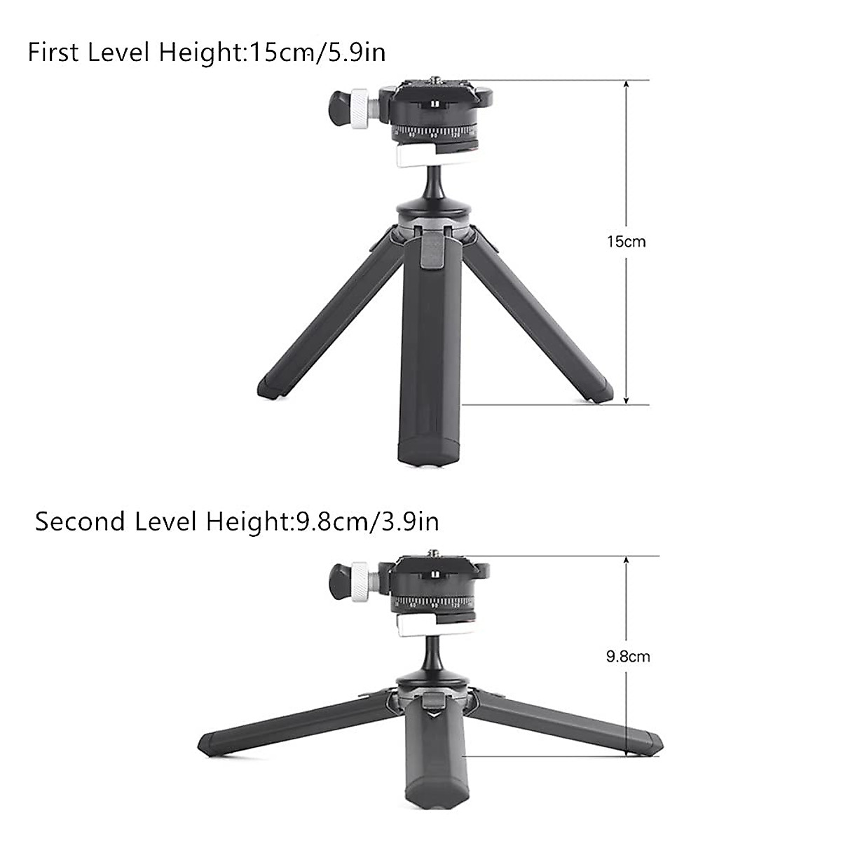 Portable Desktop Mini Tripod, Professional Mini Tripod with Panoramic Ball Head for Action Sports Camera Mirrorless Camera