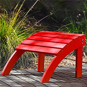 PolyTEAK Outdoor Ottoman, Real Wood Look abd Feel, All-Weather Outdoor Patio Adirondack Foot Stool, Outdoor Firepit Foot Rest for Adirondack Chairs (Red)