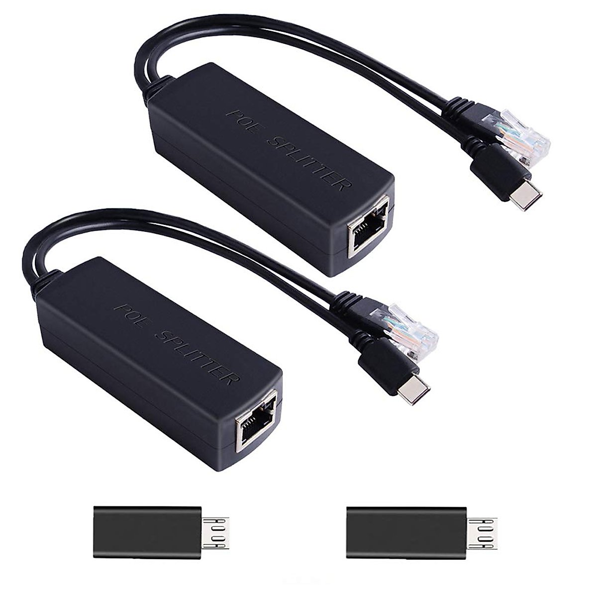 GeeekPi 2PCS Gigabit USB-C PoE Splitter 48V to 5V IEEE802.3af Power Over Ethernet for Raspberry Pi,Tablets, Dropcam(48V to 5V 2.4A)
