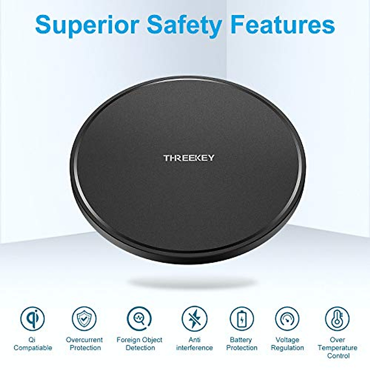 THREEKEY 2 Pack Wireless Charger,10W Wireless Charging Pad Compatible with iPhone 14/14 Pro/14 Plus/14 Pro Max/13/13 Mini/13 Pro/13 Pro Max/12/11/ Samsung Note,Galaxy, Black&White