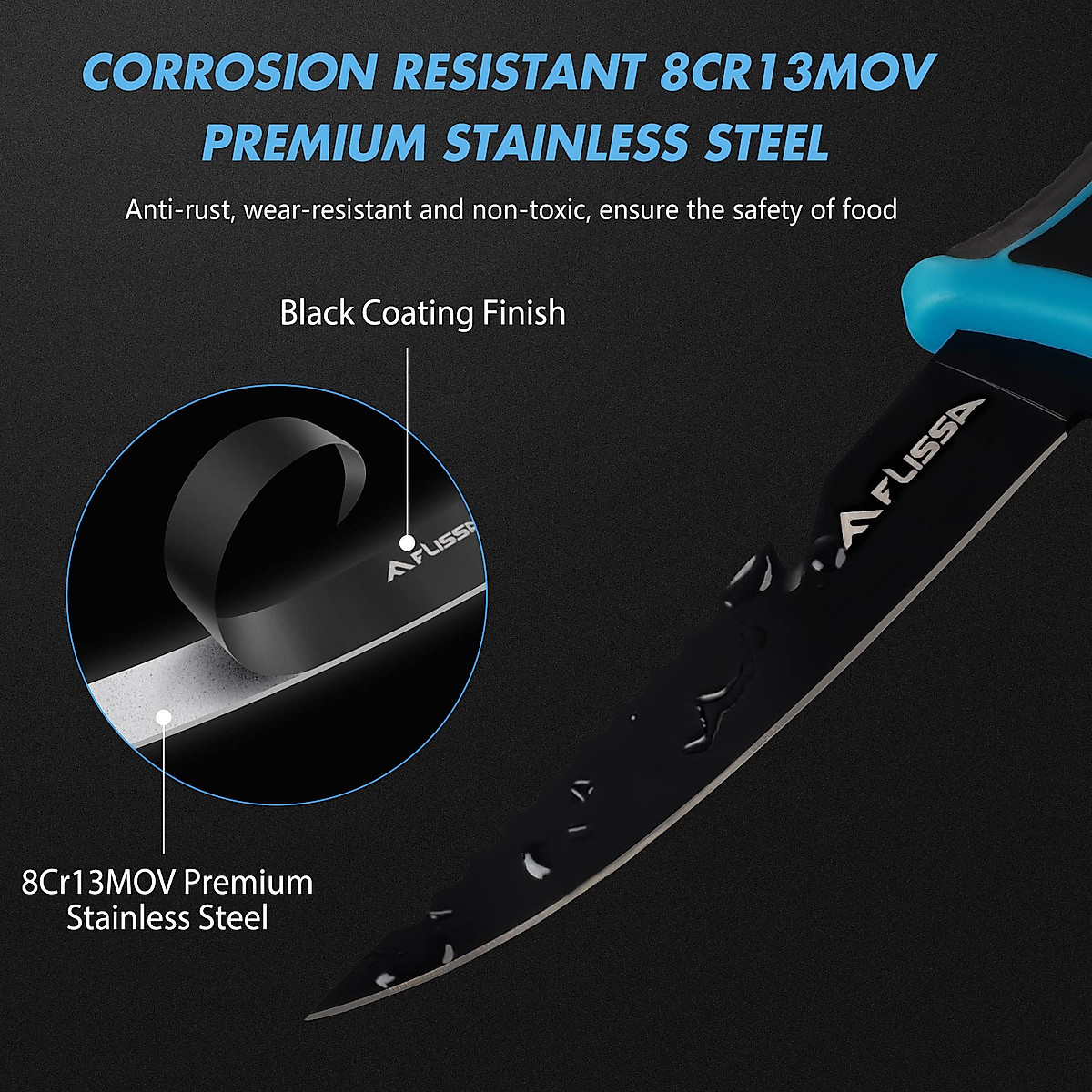 FLISSA Fillet Knife Set, 4PC Fishing Tool Kit