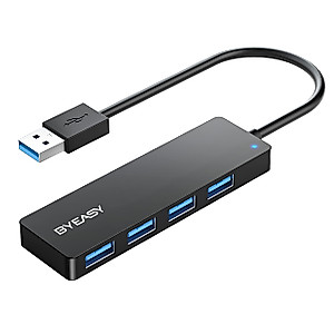 BYEASY USB Hub, 4 Port USB 3.0 Hub, Ultra Slim Portable Data Adapter Applicable for iMac Pro, MacBook Air, Mac Mini/Pro, Surface Pro, Notebook PC, Laptop, and Mobile HDD (Leather Black)