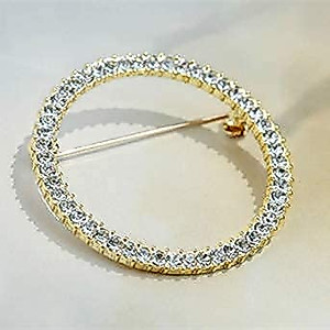 2Pieces Shiny Geometry Circle Round Brooch for Women Girls Suit Lapel Pins for Party Wedding Gift Fashion Feminist Rhinestone Crystal Accessories for Shawl Scarf Buckle Sweater Cardigan