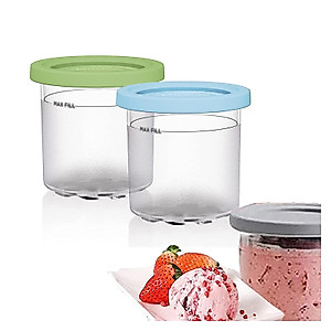 VRINO 2/4/6PCS Creami Pint Containers, for Ninja Creami Containers,16 OZ Icecream Container Bpa-Free,Dishwasher Safe Compatible NC301 NC300 NC299AMZ Series Ice Cream Maker,Blue+Green-2PCS