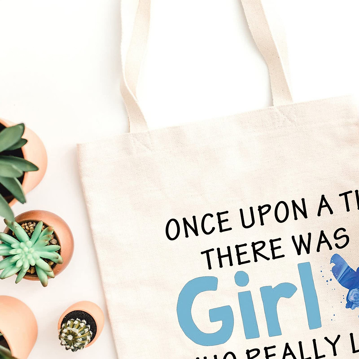 WCGXKO Cartoon Lover Gift There Was A Girl Who Really Loved Cute Themed Tote Bag