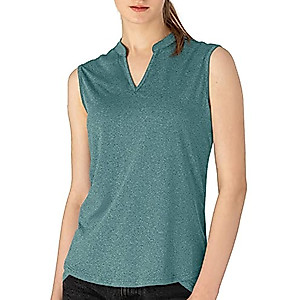 Rdruko Women's Golf Polo Sleeveless Lightweight Quick Dry Workout Tank Tops(Blackish Green, US M)