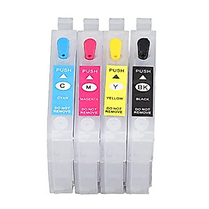 FTVOGUE Ink Cartridge,4 Colors Printing Accessory Part PP for Photo Paper Document (T1401/T1402/T1403/T1404)
