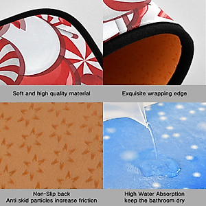 CUPADA Christmas Sweets Kitchen Rugs and Mats 2 Pcs, Candy Canes Non-Slip Floor Runner Mat for Living Room Bedroom Dorm Hallyway Home Decor 19.7"x27.6"+19.7"x47.2"