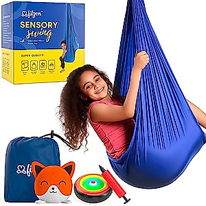FITZEN Sensory Swing for Indoor Kids - Therapy Sensory Swing for Kids with Special Needs ADHD Autism Indoor Sensory Swing for Adults Cocoon Swing Holds Upto 250lbs Ceiling Cuddle Hammock Swing for Joy