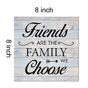 Lameila Friend Sign Inspirational Wall Art Prints Canvas Painting Rustic Friends Are The Family We Choose Positive Print Country Home Decor 8" x 8"