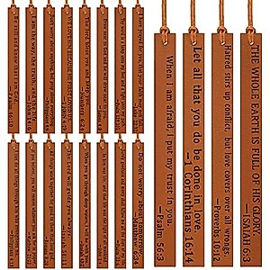 20 Pcs Leather Christian Bookmarks with Tassels Inspirational Bible Bookmarks Scripture Leather Bookmark Bible Verse Religious Bookmarks for Men Women Book Reading Bookworm Book Lovers Readers Gifts