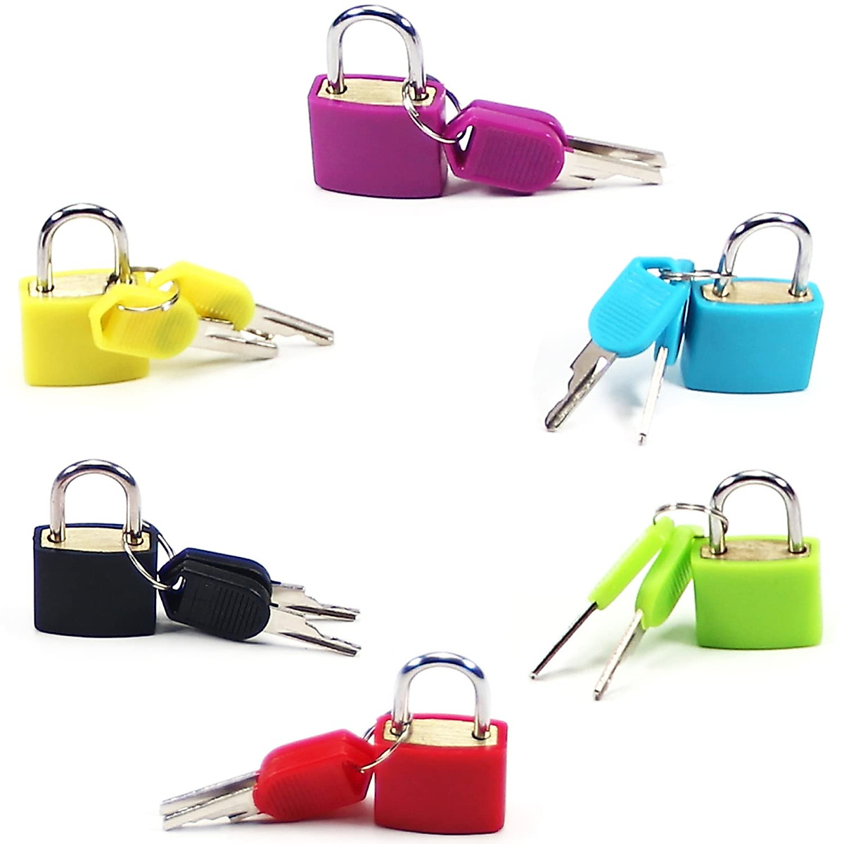 Yinpecly 6PCS Suitcase Locks, Multicolor Luggage Padlocks Set, Lock with Keys, Small Luggage Locks, Mini Locker, Zipper Lock, Tiny Locker Lock for School Gym Backpack Journal Tool Box
