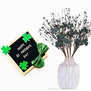 DIYFLORU 6 Pack St Patrick’s Day Picks,Green Shamrock and Berry Stems St Patrick’s Day Decorations Clover Berry Branches for St Patrick’s Day Decor