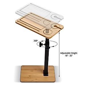 Ella & Emma Bamboo Bathtub Tray Table with Adjustable Height - Bath Tray for Bathtub, Bathtub Tray, Small Table, Bed Table, Sofa Table, Bamboo Bathroom Accessories, Bath Tray, Bamboo Tray, Bed Tray