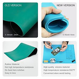 XOOL Heat Resistant Soldering Mat - Blue Magnetic Silicone Work Mat with Scale Ruler and Screw Position, Silicone Soldering Repair Mat for Soldering, Phone, Laptop, Tablet, Watch Repair(13.7''×9.76'')