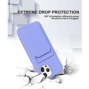 Homstect Silicone Card Case Compatible with iPhone 12/iPhone 12 Pro 6.1inch, Shock-Absorbing Protective Case with Card Holder, Slim Wallet Case Compatible with iPhone 12/12 Pro (2020 Release)-Pureple