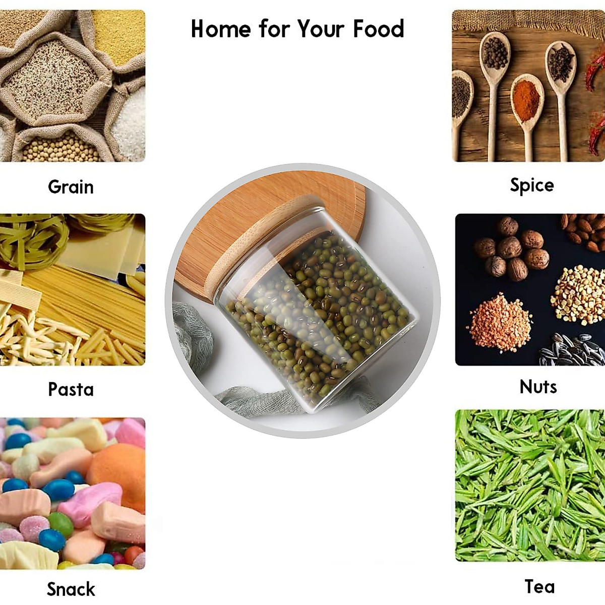 7 oz/230ml Glass Jars With Bamboo Lids, Pantry Organization and Storage Jars-Set of 16,Spice Jars Set for Coffee,Flour,Sugar ,Tea