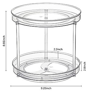 HBlife Lazy Susan Bathroom Organizer, 9.25 Inches 2 Tier Clear Turntable Organizer for Cabinet, Kitchen, Pantry, Countertop