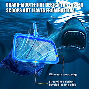 SORSWEET Pool Rake, Heavy Duty 17" Leaf Skimmer Net, Including EZ-Clip, Deep Bag Catcher, Pool Net for Cleaning Pool, Fits Standard 1-1/4" Pole, Pole Not Included