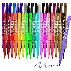 sunacme 35 Colors Felt Tip Pens, Premium Fine Point Colorful Felt Tip Markers For Journaling, Note Taking, Drawing. Colorful Felt Pen Art Supplies for School, Office