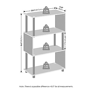 Furinno Reed 4-Tier S-Shaped Bookcase, Bookshelf, Espresso