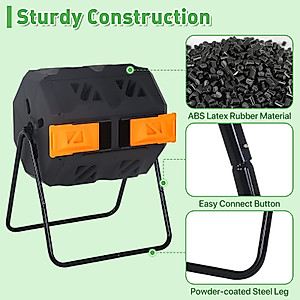 43 Gallon Outdoor Compost Bin Large Tumbling Composter Garden Dual Composting Bins with Dual Chamber Sliding Doors & Aeration System for Garden Patio, All Season Composter, Black Door