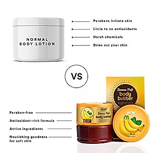 WOW Skin Science Shea Body Butter Almond, Pure Shea Butter for Skin, Body Butters Dry Skin Lotion, Stretch Mark Cream, Hand Lotion for Women, Shea Butter Body Butter Moisturizer Oil (200ml) (Banana)